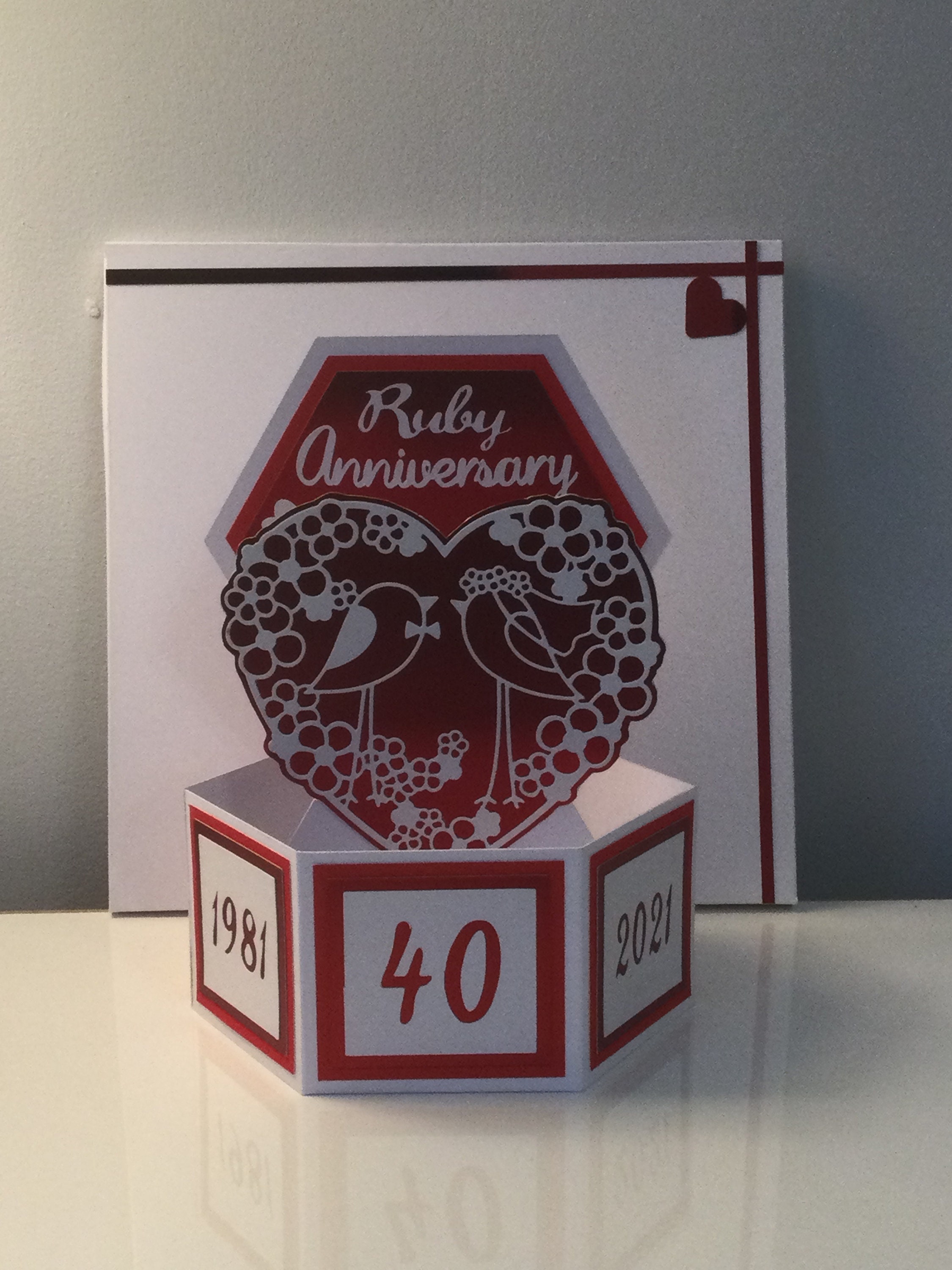 40th Wedding Anniversary Pop up Card Ruby Anniversary - Etsy UK