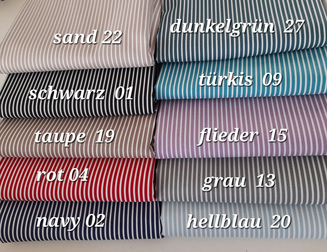 Öko-Tex Poplin - Baumwolle 50 x 150 cm Streifen in alles Farben - Etsy.de