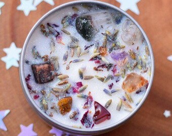 Candle with crystals | Etsy