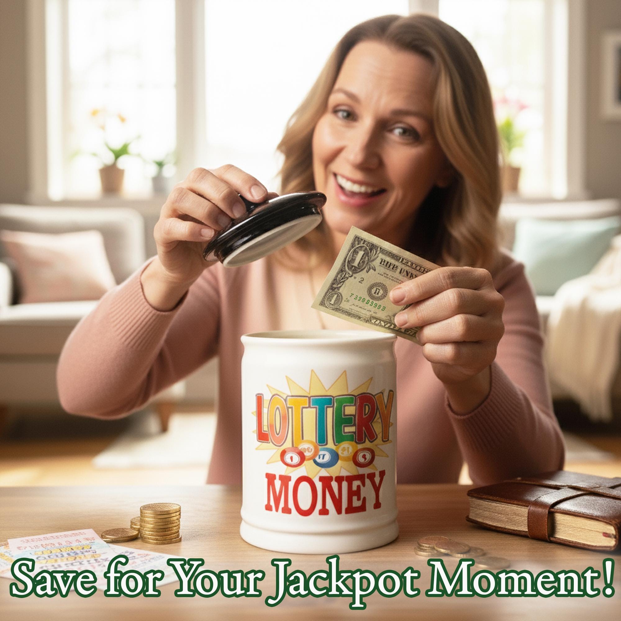 Lottery Money Piggy Bank: Ceramic Lotto Ticket Jar - Etsy