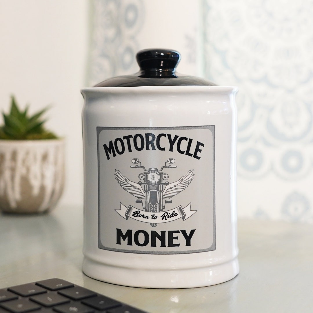 Cottage Creek Motorcycle Money Piggy Bank, Motorcycle Candy Jar ...