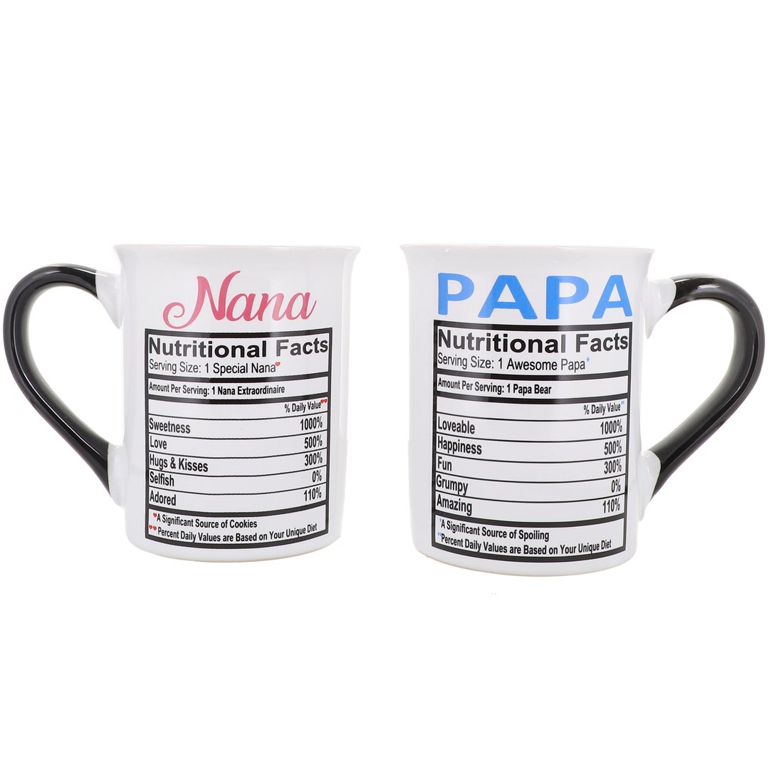 Cottage Creek Nana Papa Mugs Set Of Two 16oz Ceramic Coffee Mugs