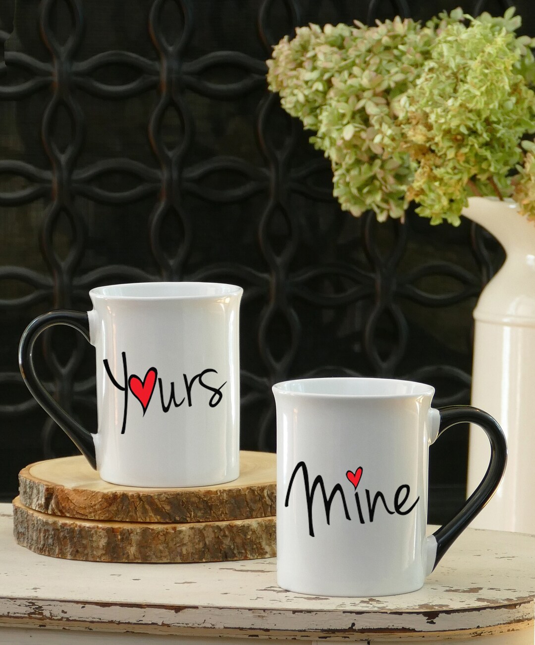 Yours and Mine Coffee Mugs: Cottage Creek Couples Gift Set - Etsy