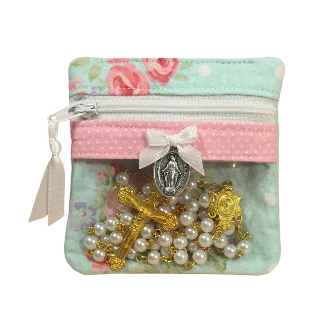 Rosary Pouch With Clear Window, Vinyl Rosary Pouch, Floral Rosary Case ...