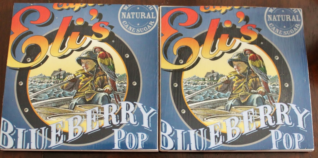 Set of 2 Captain Eli's "blueberry Pop" Soda Box Drink Coasters - Etsy