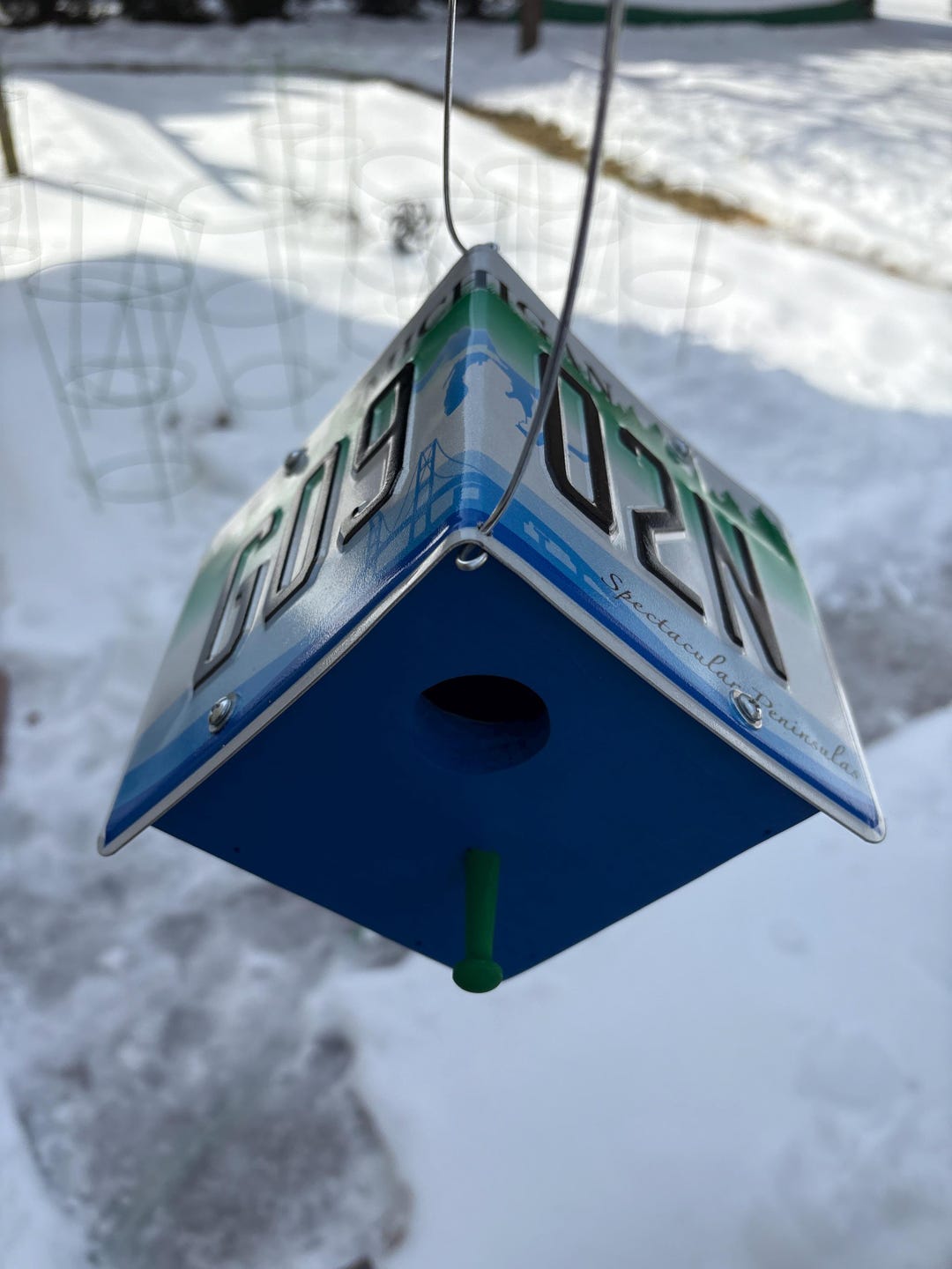 Michigan "spectacular Peninsulas" License Plate Birdhouse - Etsy