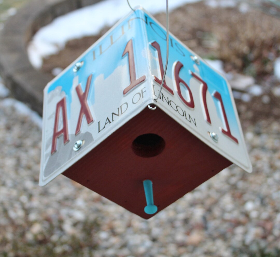 Illinois land of Lincoln License Plate Birdhouse - Etsy