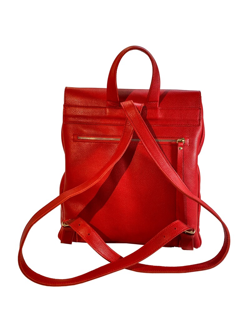 Handmade Red Leather Backpack, Women's Bagpack - Etsy