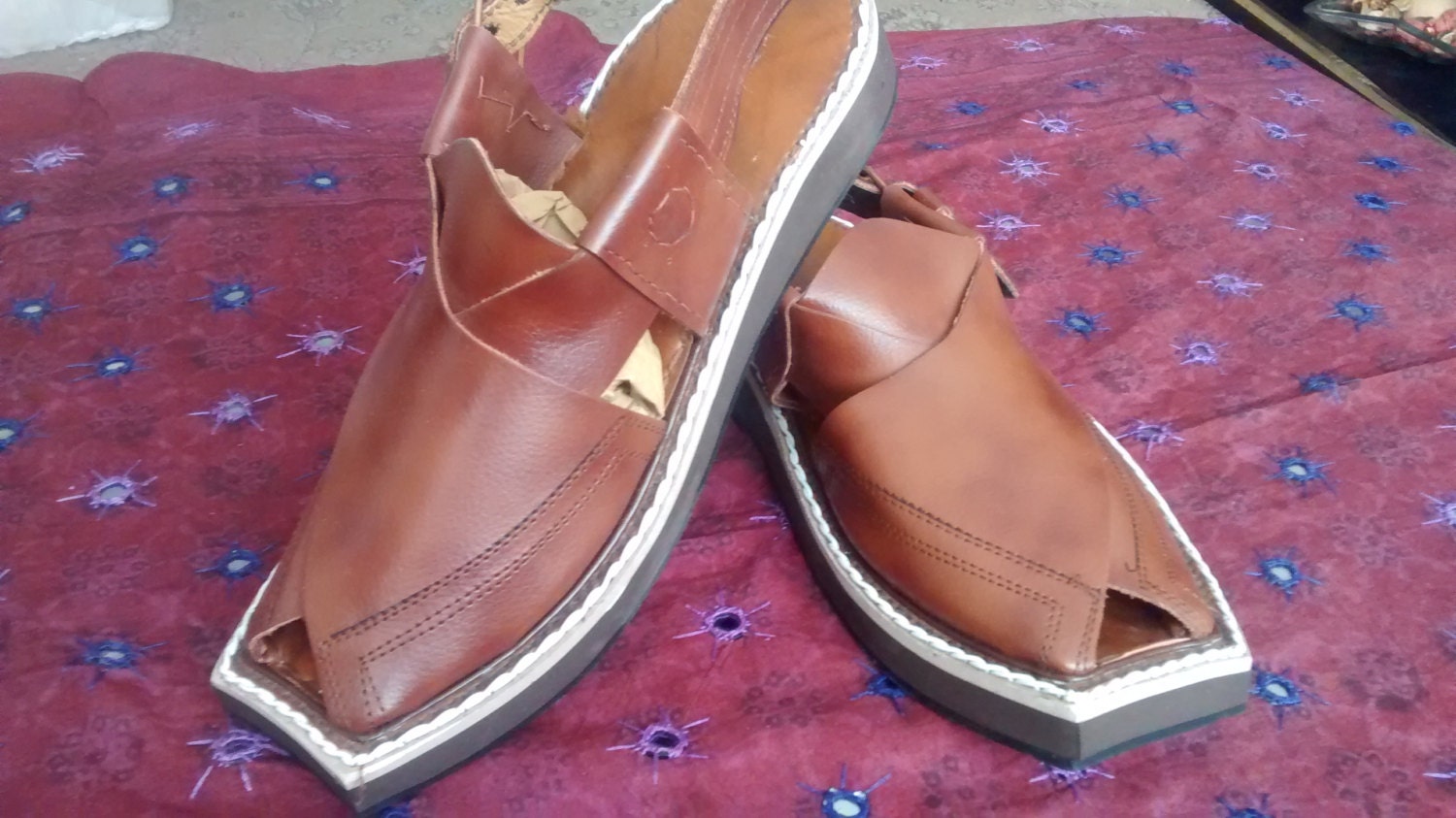 Imran Khan Style LEATHER CHAPPAL Hand Made Peshawari Eid Kaptan Sandal ...