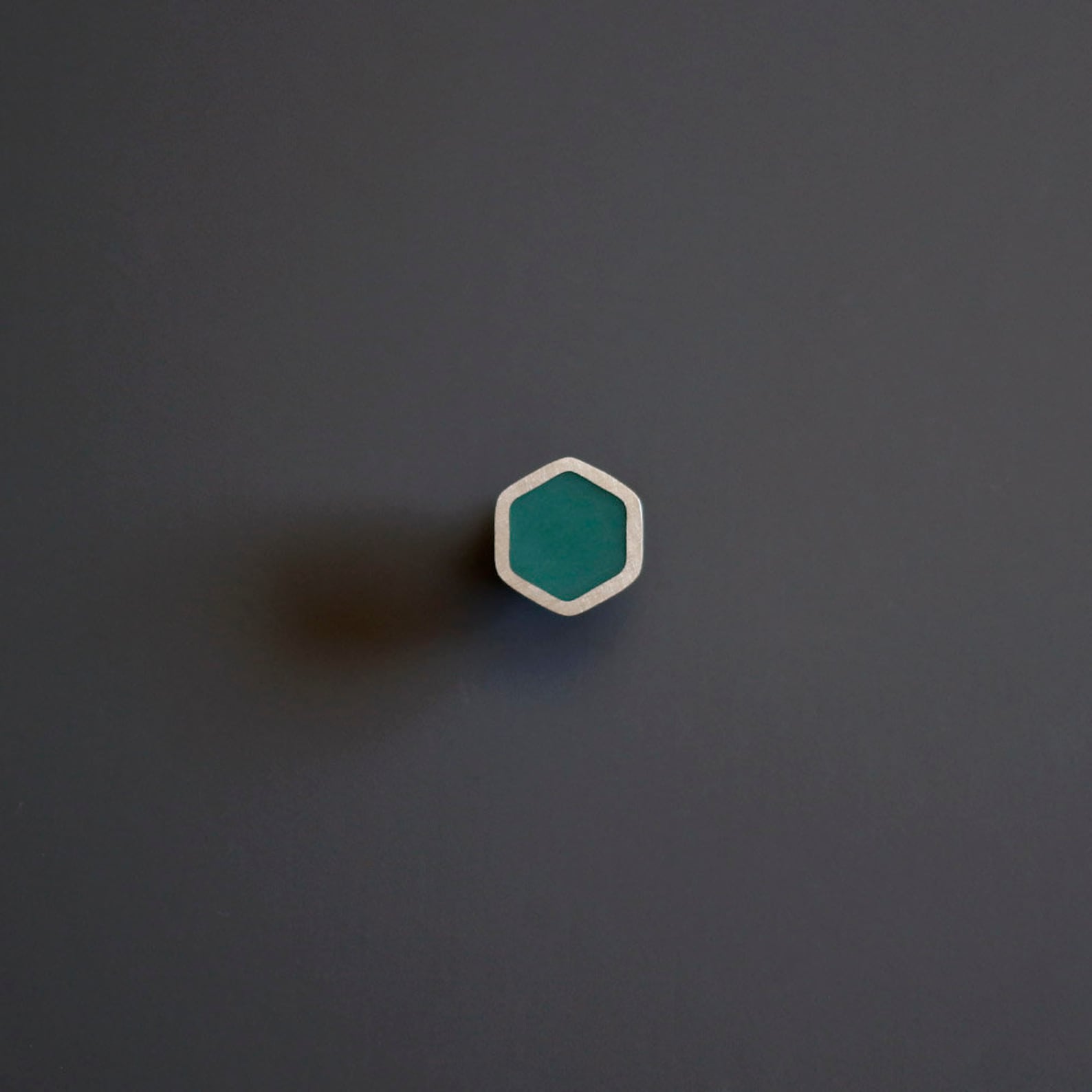 Silver & Resin Hexagon Pin Brooch • Handmade Geometric Small Pin Badge • Statement Lapel Pin ...