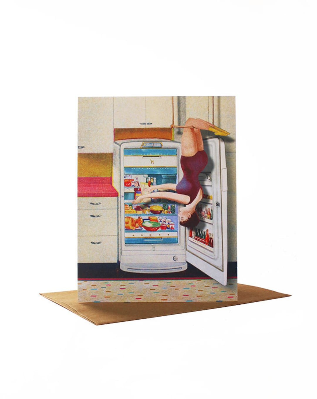 Refrigerator Trapeze, Quirky Greeting Card, Retro Greeting Card ...