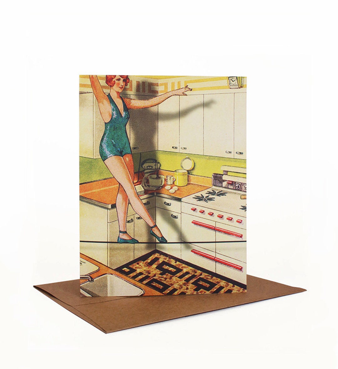 Tightrope in the Kitchen, Quirky Greeting Card, Retro Greeting Card ...
