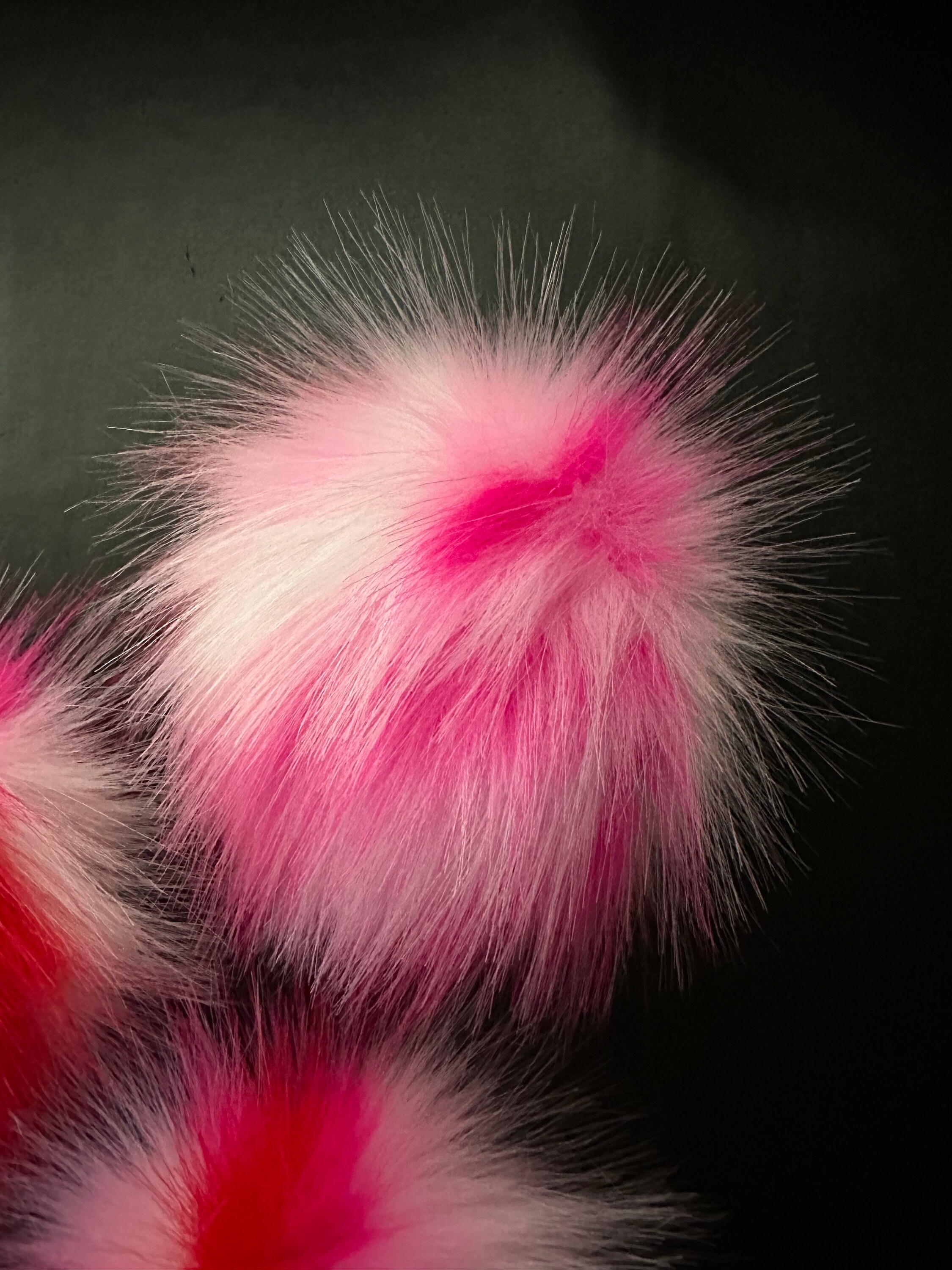 Sweetheart Faux Fur Pompom / Bright Pink Light Pink Red White Fur Pom ...
