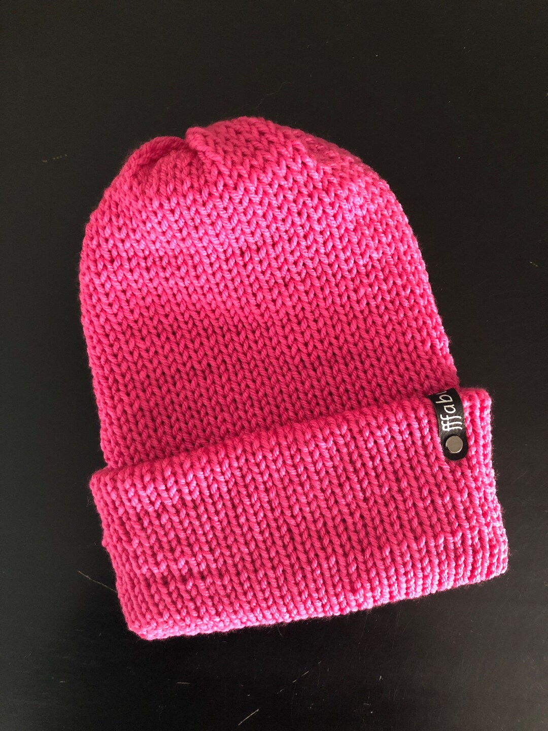 Hot Pink Handmade Double Knit Foldover Brim Beanie / Neon Knitted Hat ...