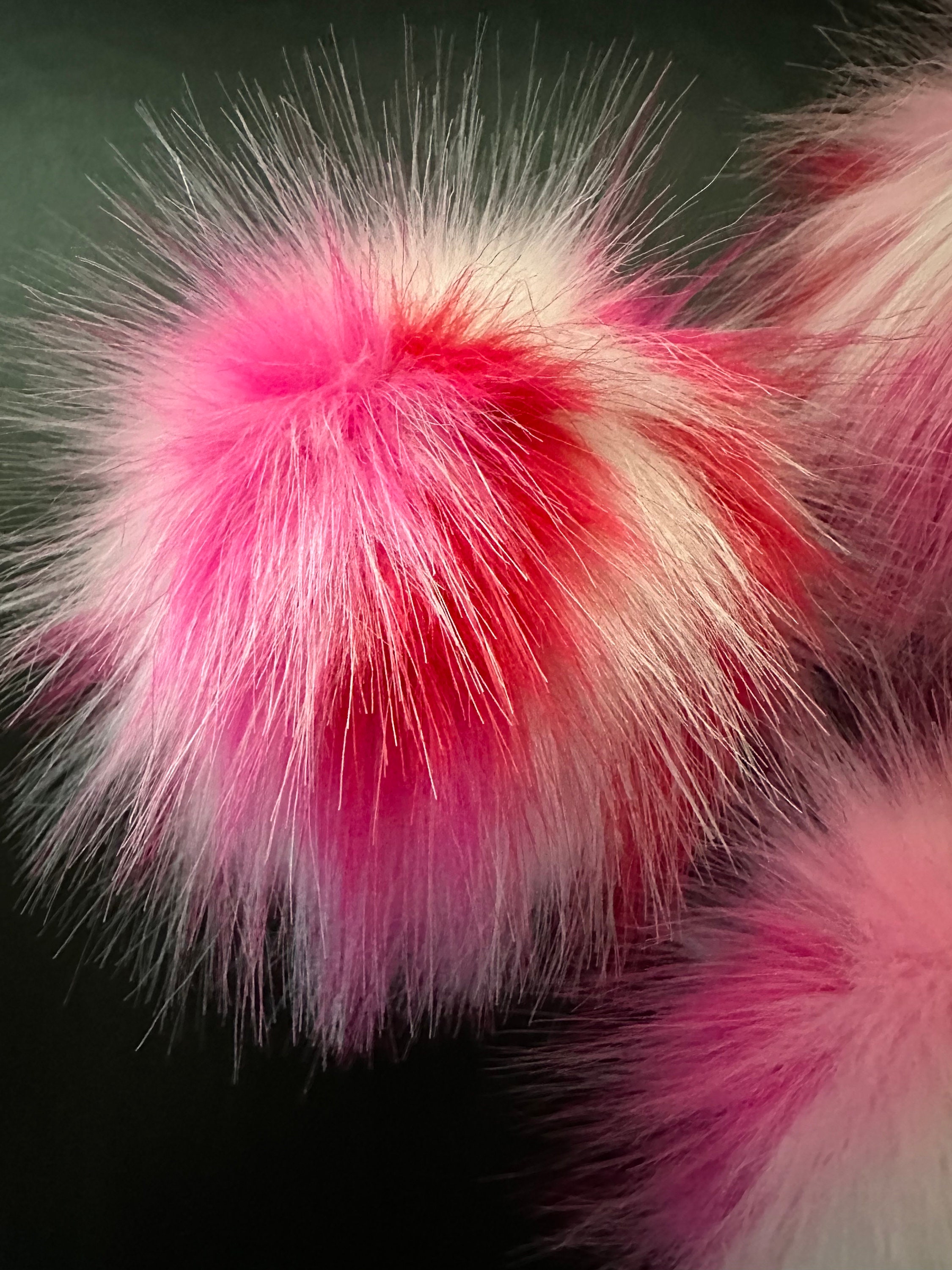 Sweetheart Faux Fur Pompom / Bright Pink Light Pink Red White Fur Pom ...