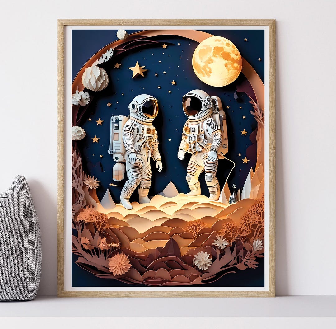 Colorful Astronauts Art Print: Space Nursery Decor - Etsy