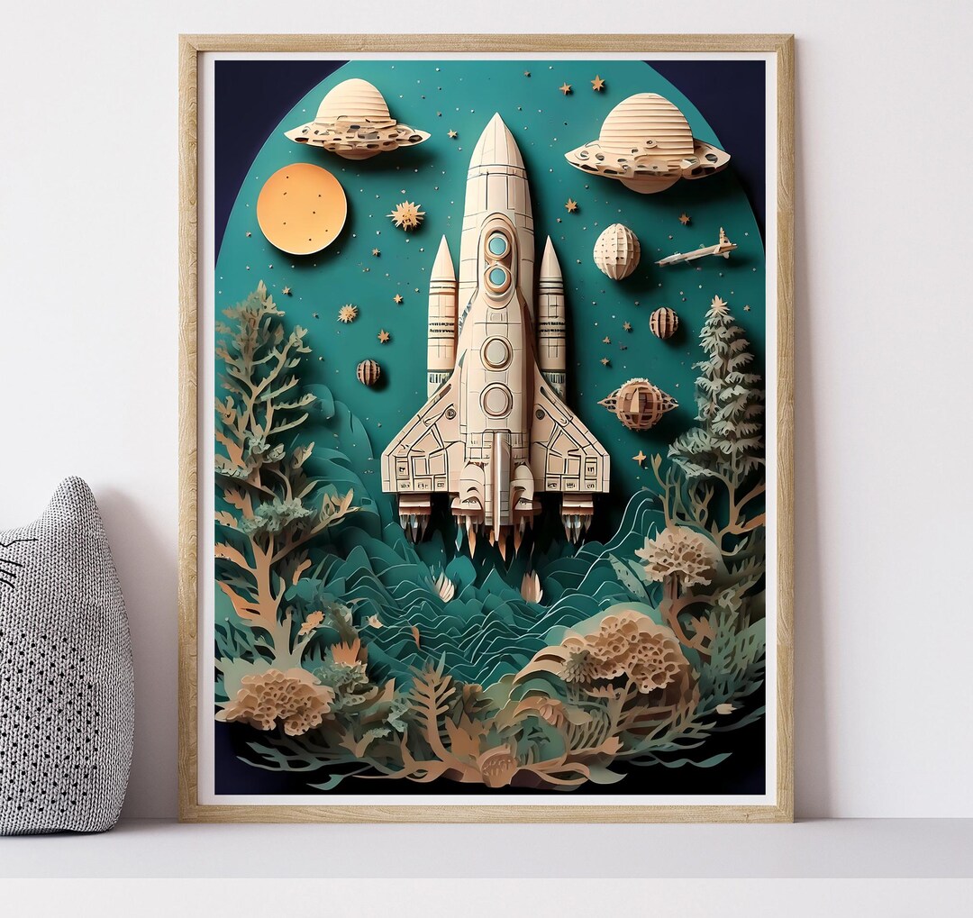 Space Shuttle, Space Ship Wall Print, Rocket Print, Blast Off, Outer ...