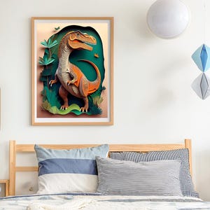 Tyrannosaurus Rex Poster, T-rex Boy Room Wall Art, Dinosaur Wall Print ...