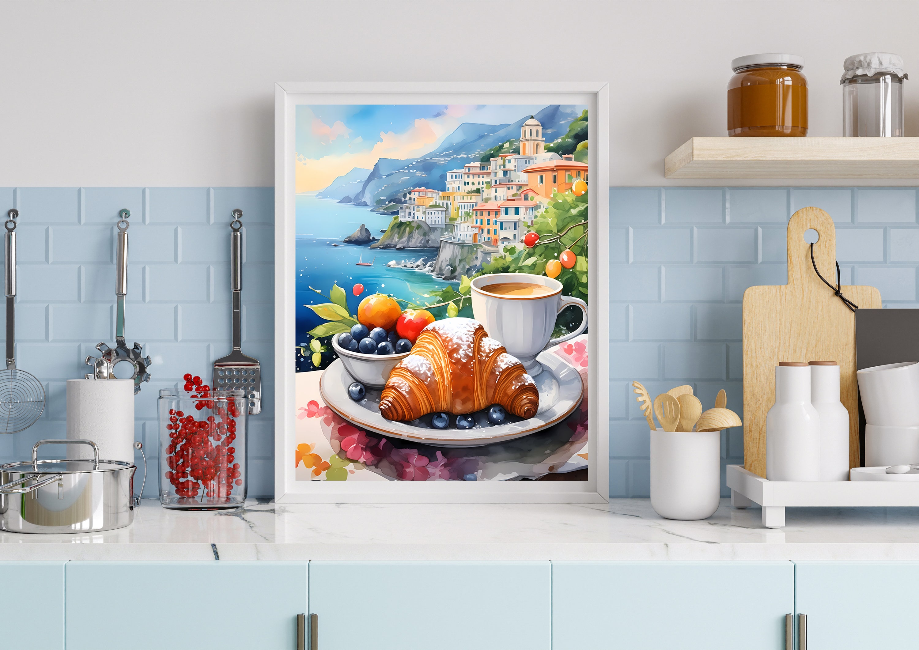 Croissant Poster Print: Amalfi Coast Kitchen Wall Art - Etsy