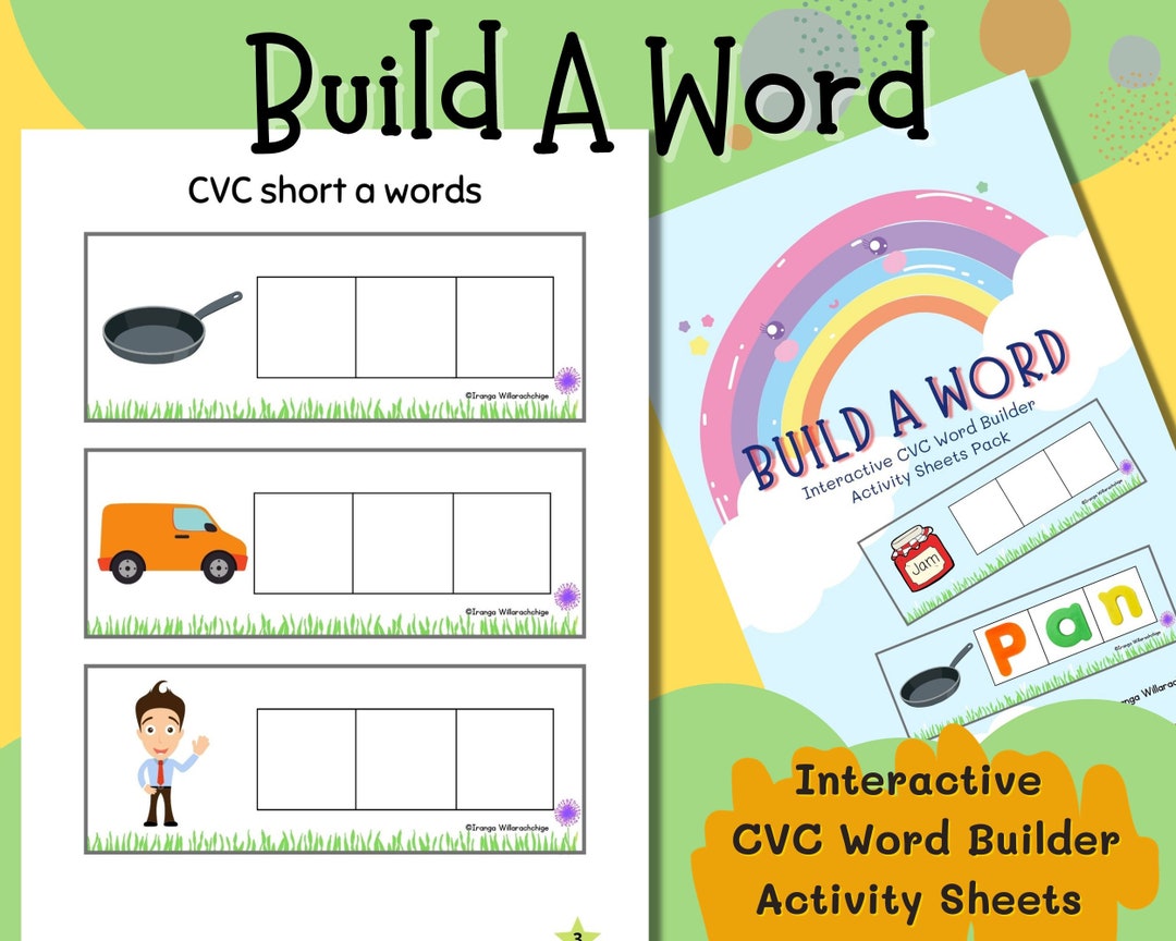 CVC Word Builder Worksheets - Etsy