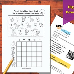 Preschool Count and Graph Worksheet: Animal Theme (PDF Download) - Etsy