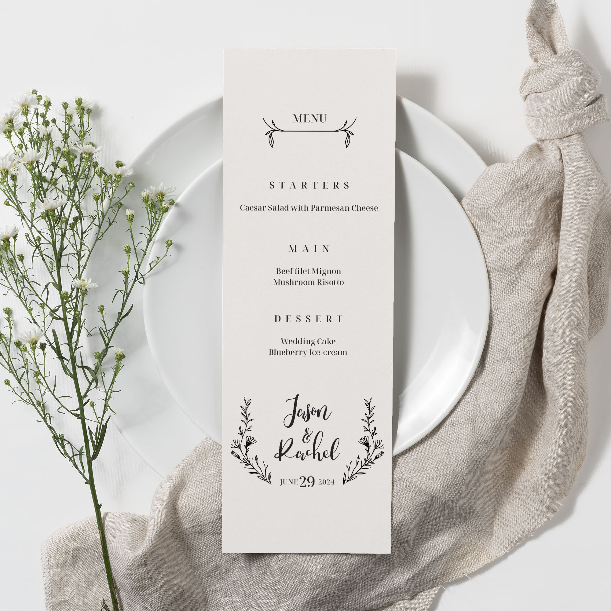 Personalized Wedding Menu Template, Printable Wedding Menu, Custom ...