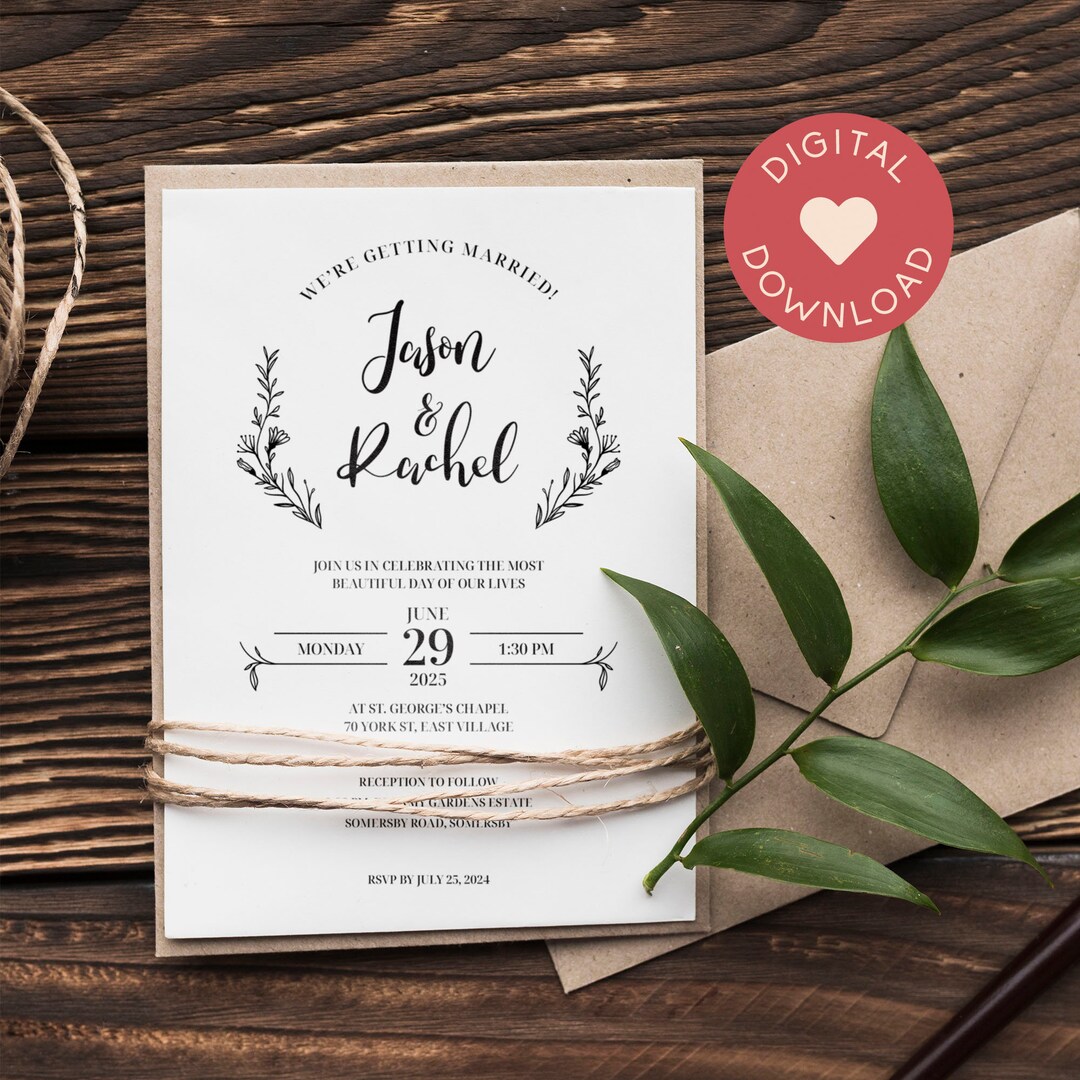 Personalized Wedding Invitation Template, Printable Wedding Invitation ...