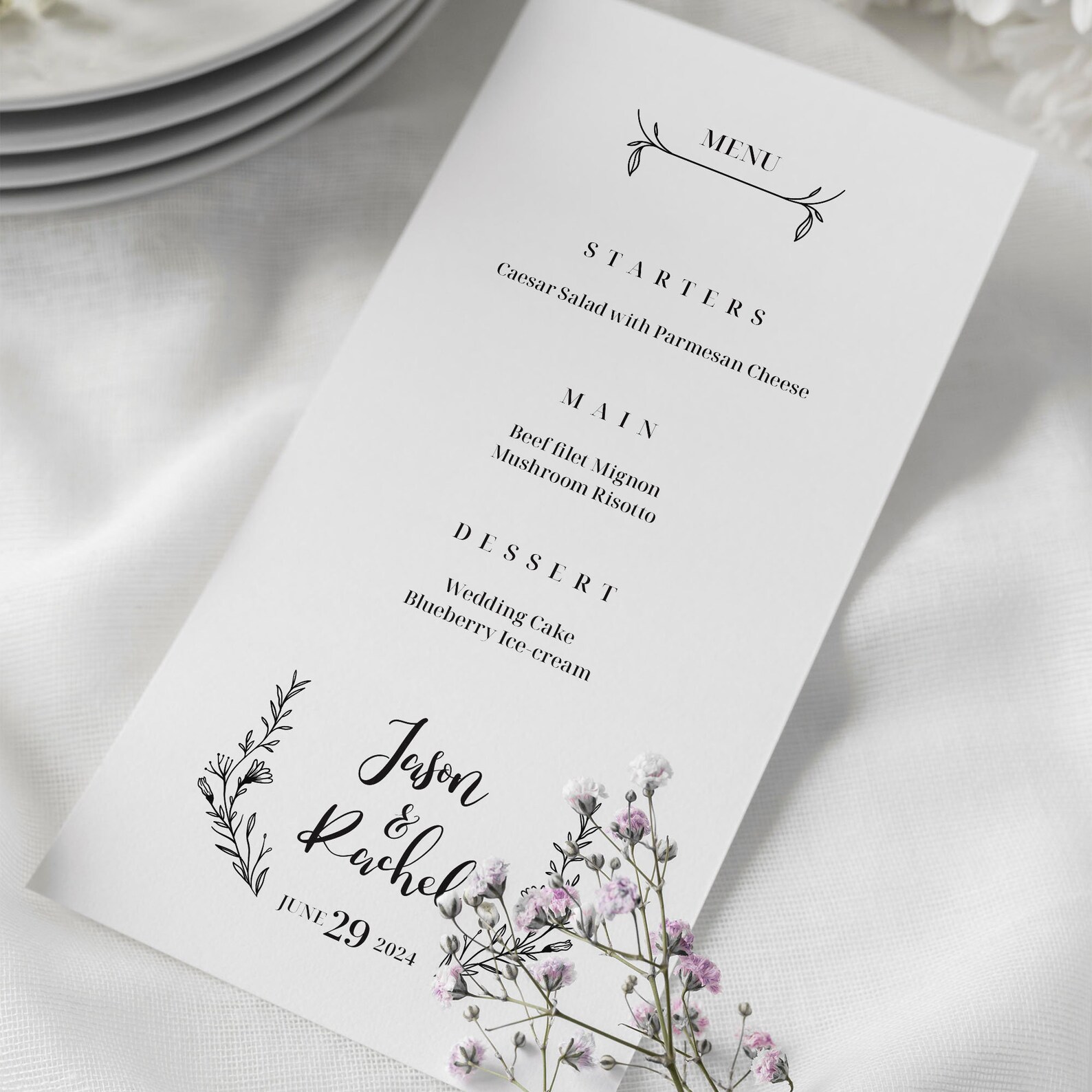 Personalized Wedding Menu Template, Printable Wedding Menu, Custom ...