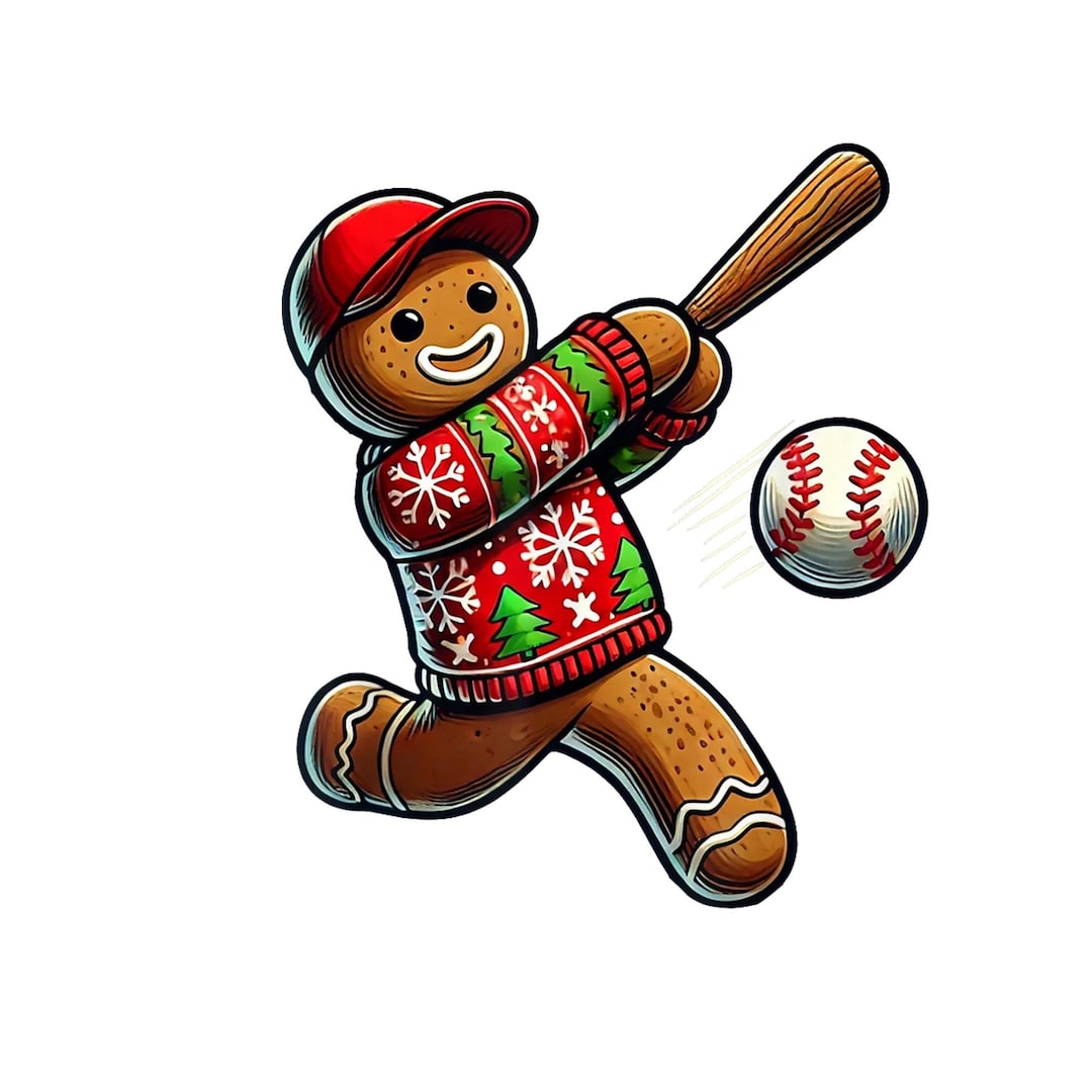 Baseball Christmas Gingerbread Man Baseball Ugly Christmas Digital PNG ...