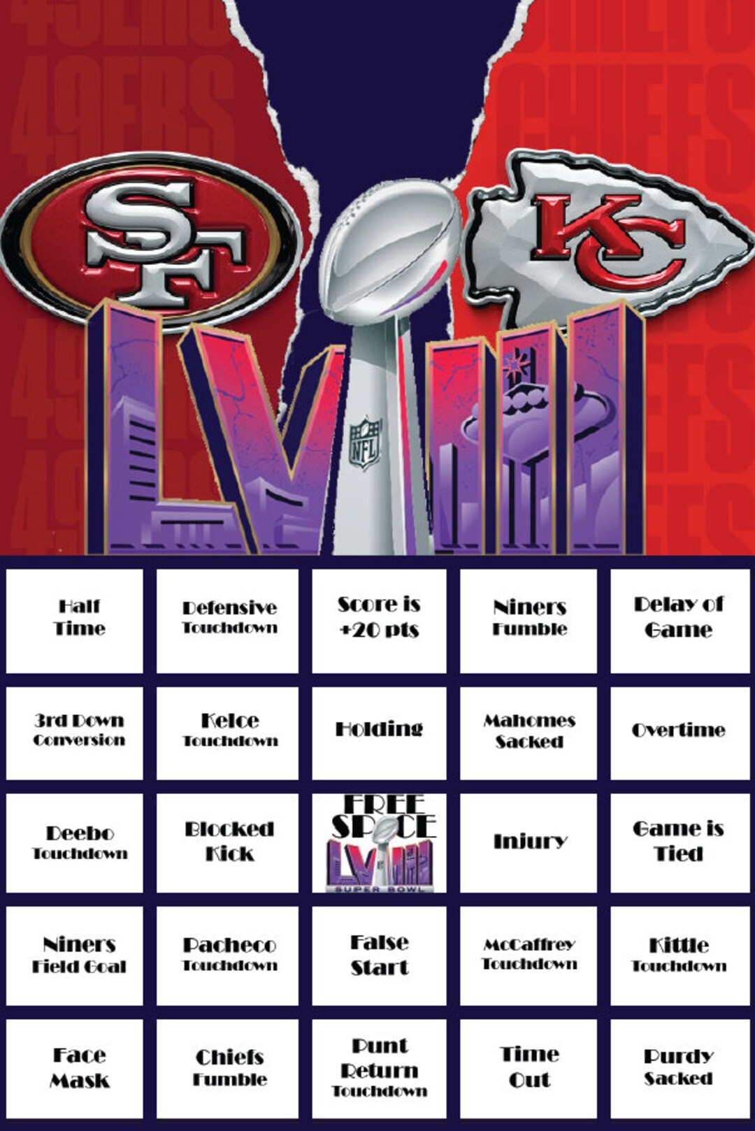 Free Download Super Bowl 2024 Bingo see Description - Etsy
