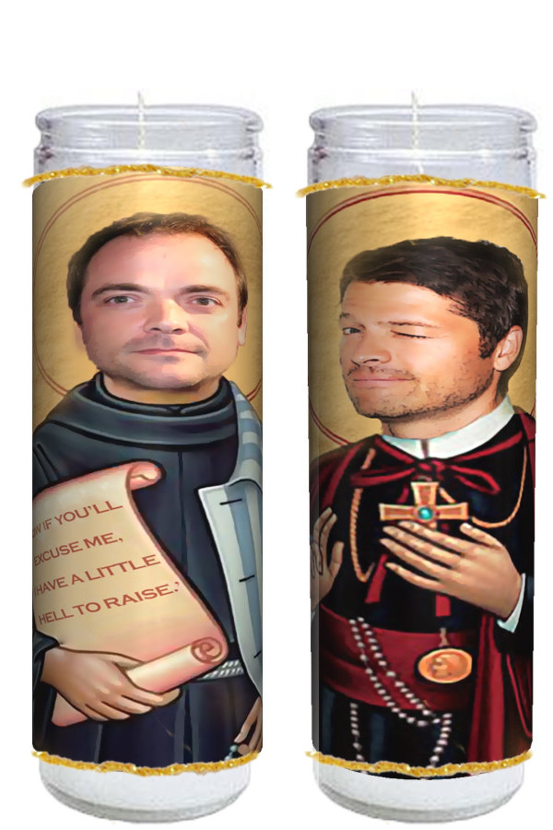 Saint Castiel and "saint" Crowley Prayer Candles (2 Candles) - Etsy