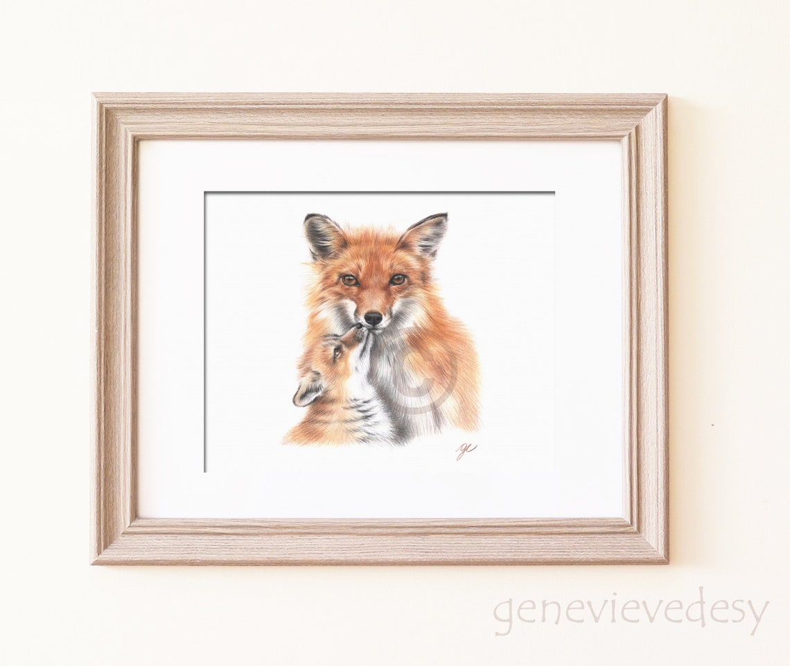 Digital download of a fox drawing Printable fox art print | Etsy