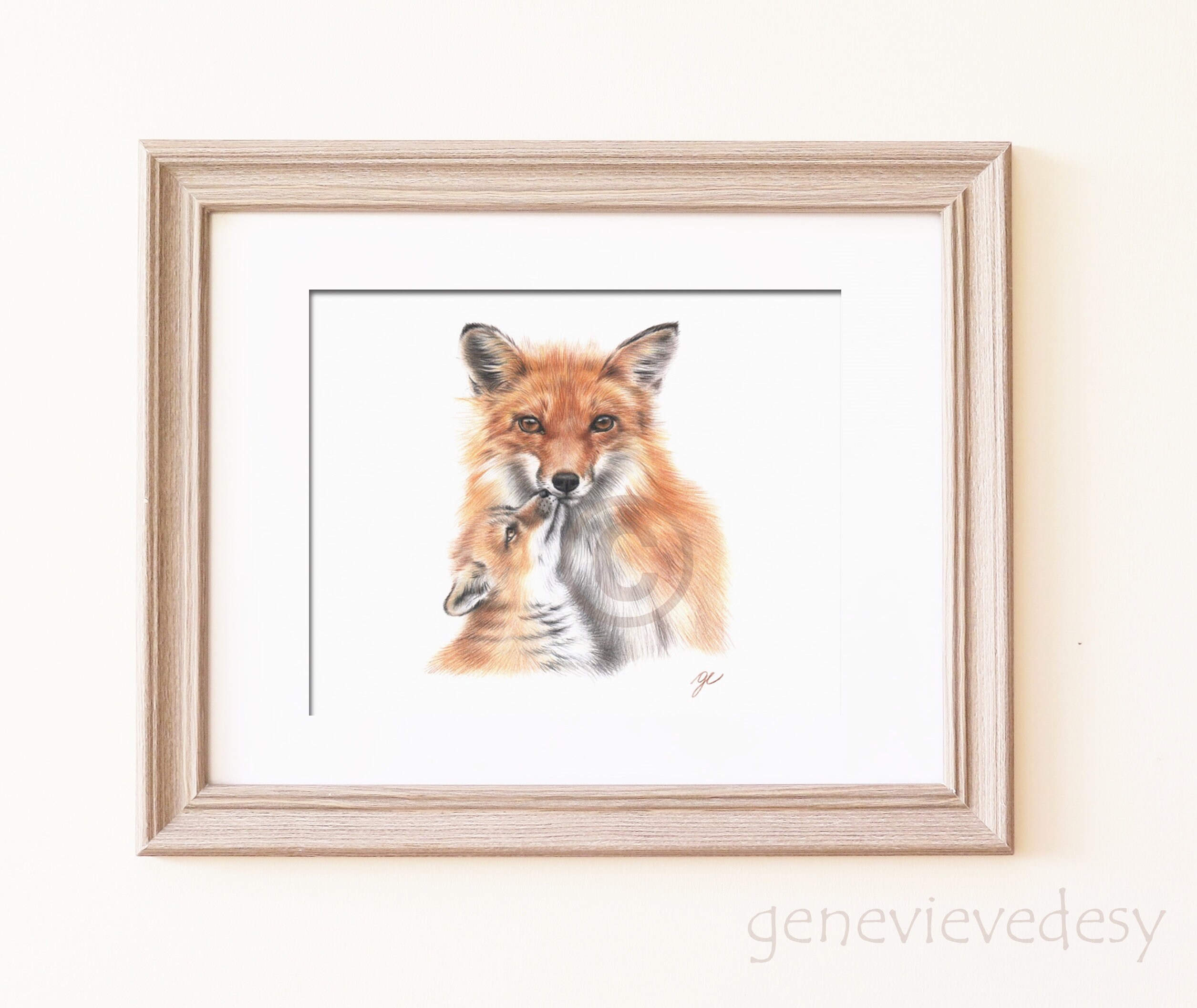 Digital Download of a Fox Drawing - Printable Fox Art Print - Square ...