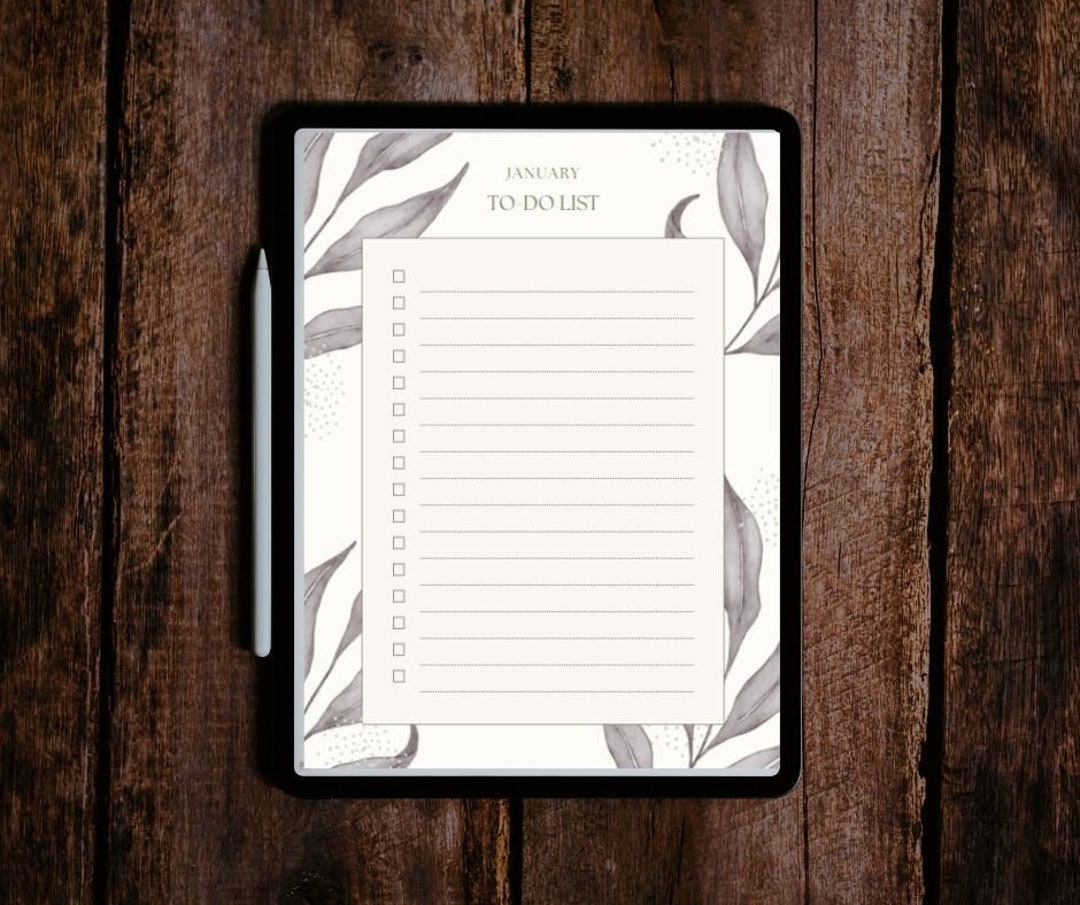 Monthly to Do List | Digital Print Download | Gray Leaf | 12 Month - Etsy