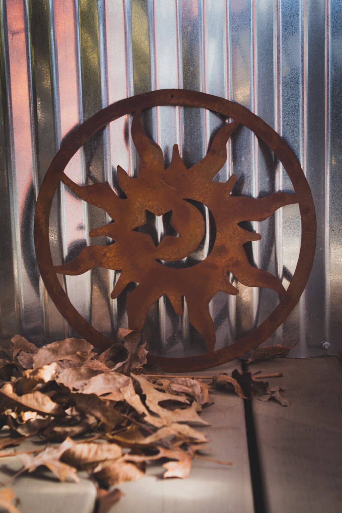 Sun Rustic Sunburst Sun Moon and Stars Sunburst Wall | Etsy