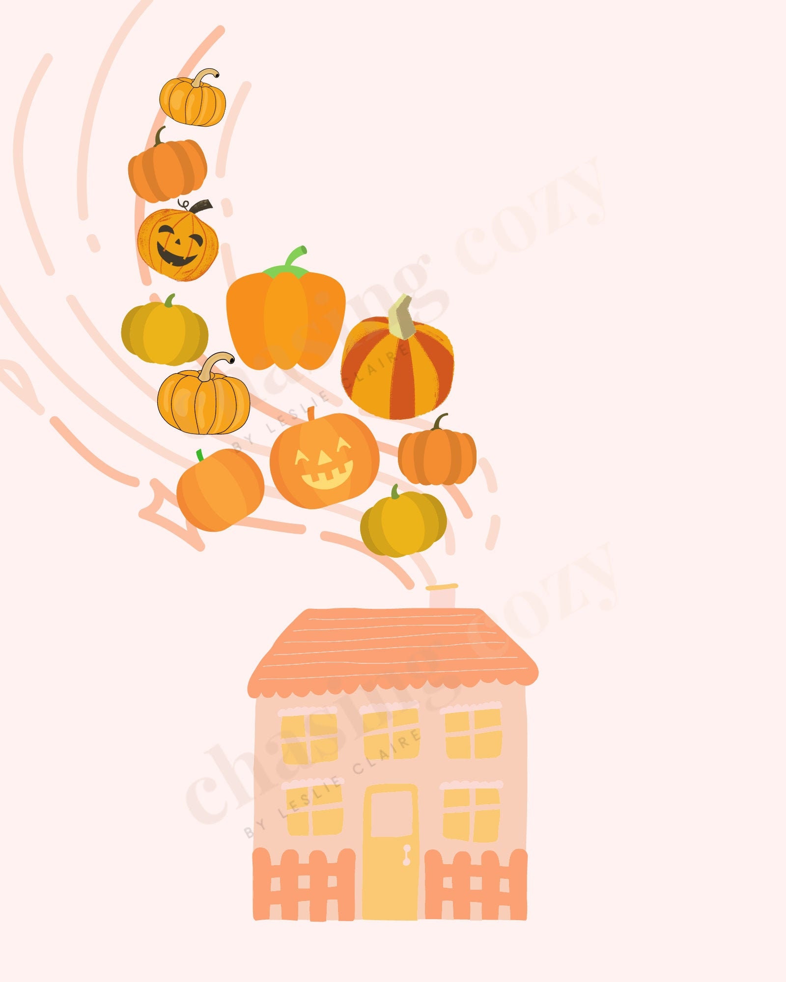 Fall Pumpkin Chimney Printable, Pink Halloween Decor, Fall Decor, Kid’s ...