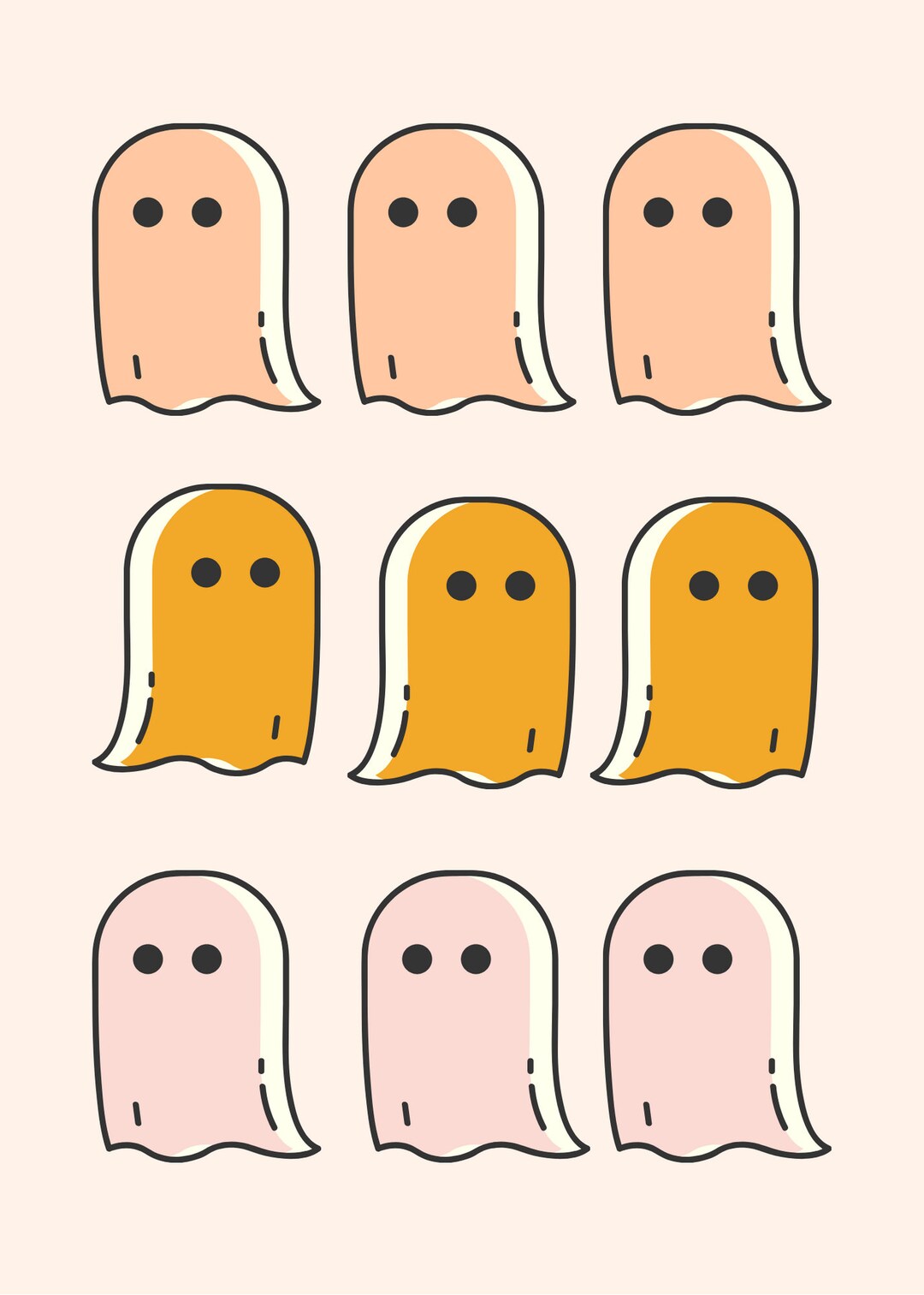 Cute Ghost Halloween Printable, Pastel Ghosts, Kids Halloween Wall Art ...