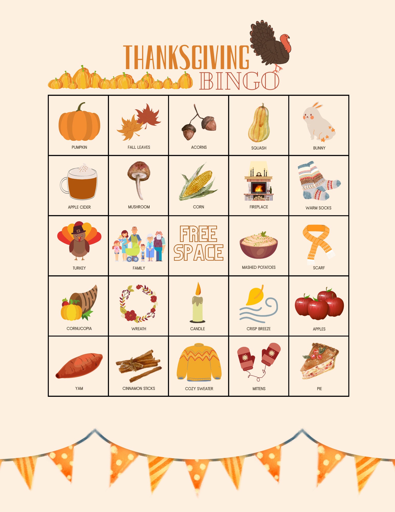Thanksgiving Bingo Printable, Pink Fall, Friendsgiving Party, Kids ...