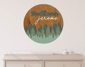 Round Name Sign Forest - Etsy