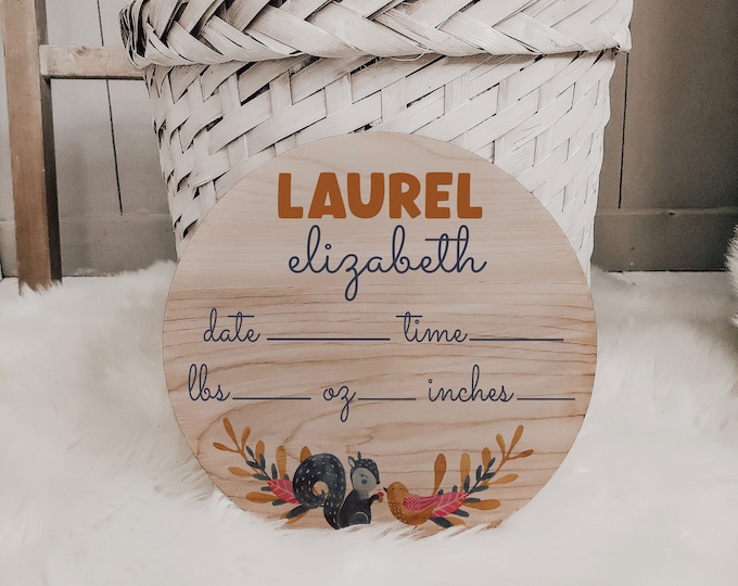 Bear Birth Stat Sign, Round Wood Birth Stat Sign, Mountain Nursery ...