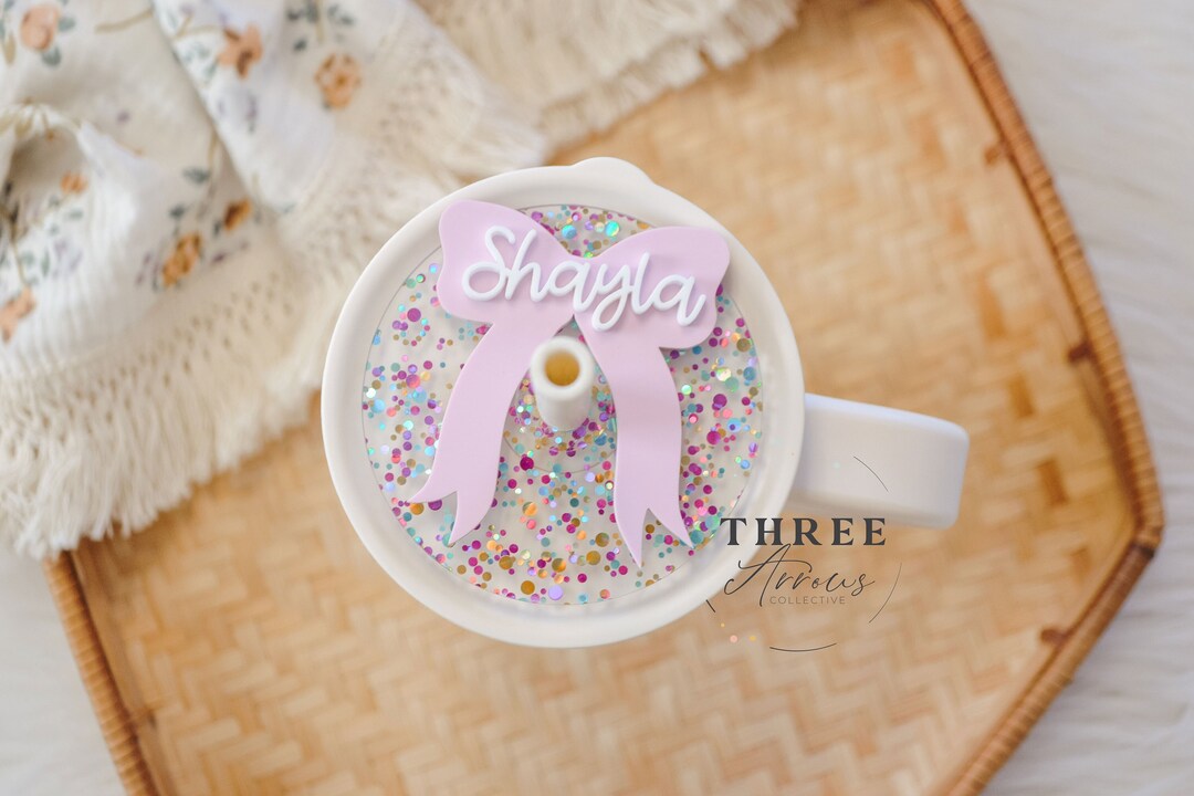 Coquette Bow Hydro Flask Name Plate, Confetti Tumbler Topper Tag ...