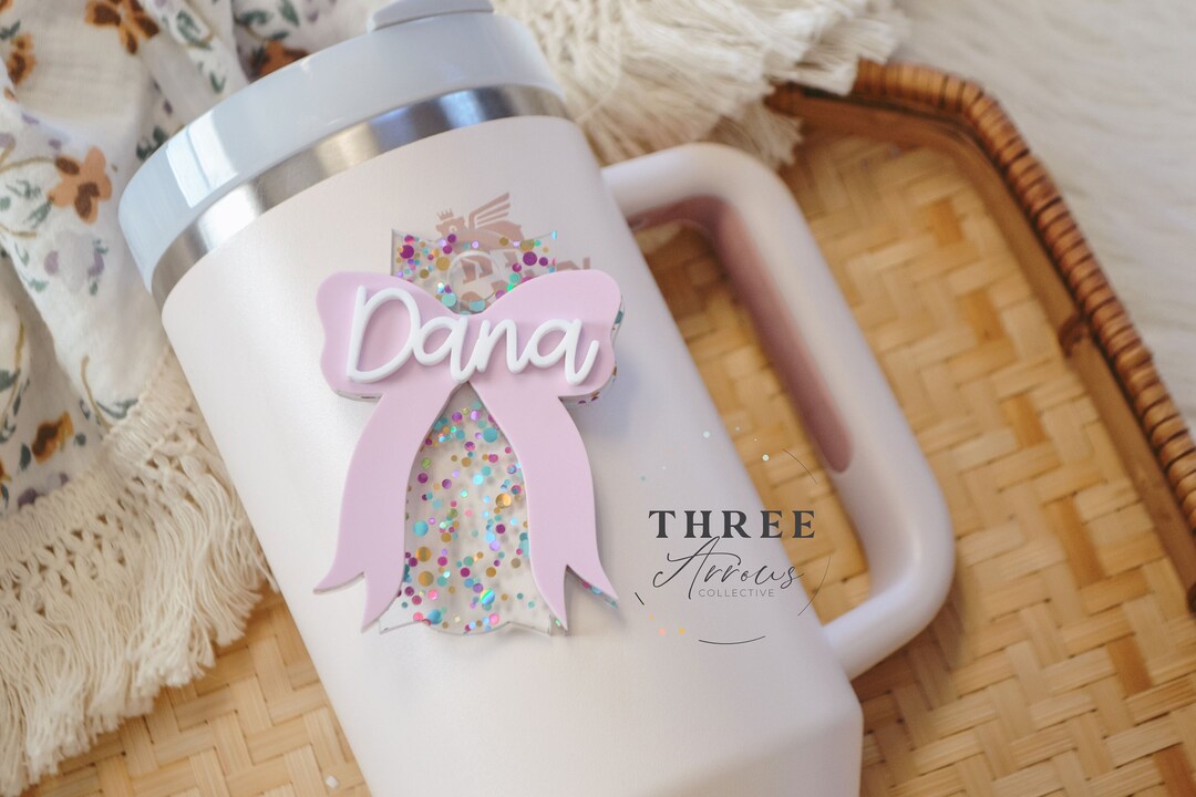 Coquette Bow Stanley Name Plate Tumbler Tag Personalized, Confetti ...
