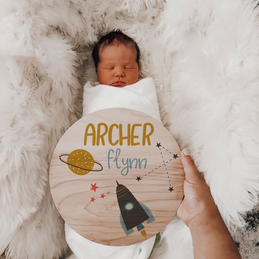 Space Baby Name Sign Birth Announcement Baby Announcement Name Sign ...