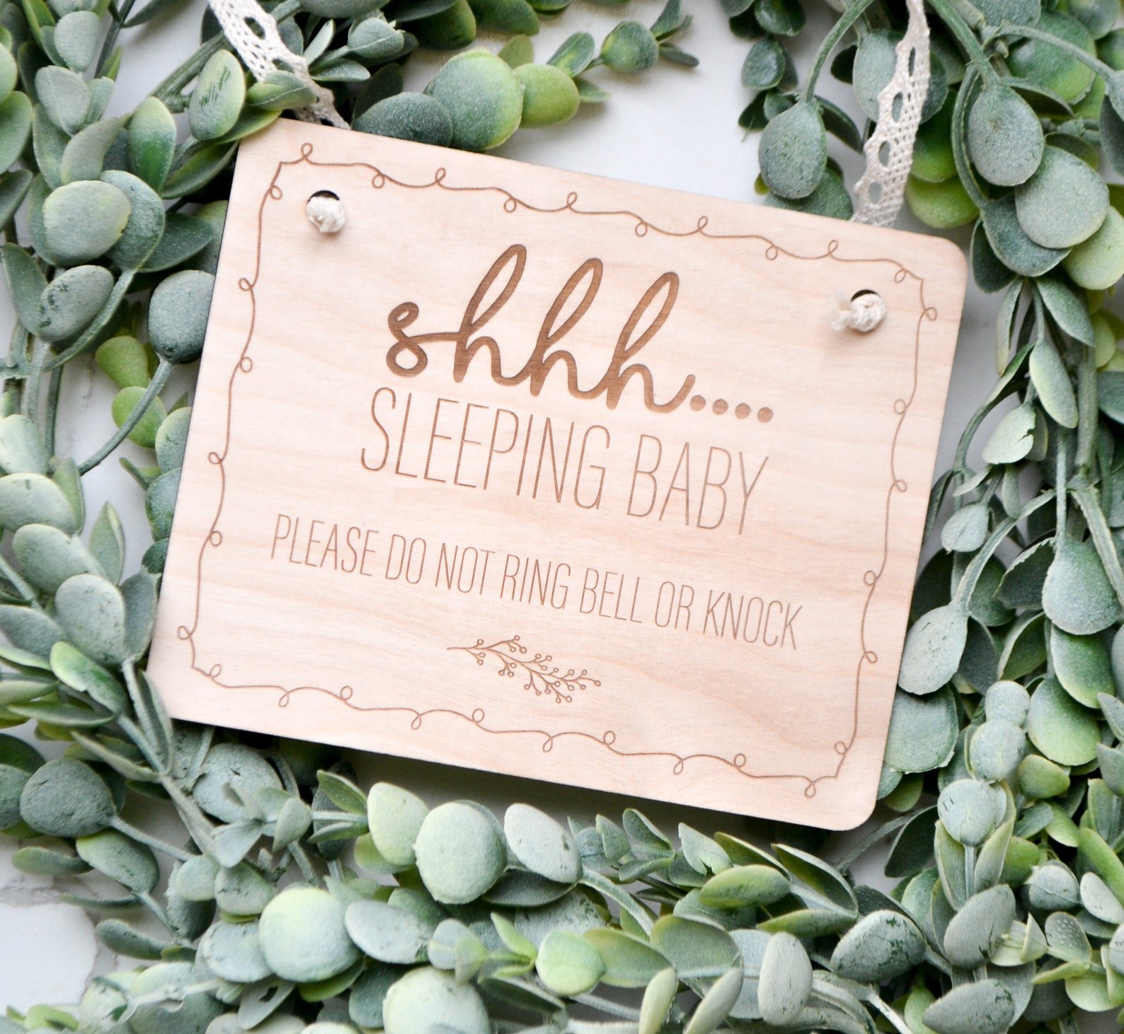 Shhh Baby Sleeping Door Sign Wood Doorbell Sign Baby Door | Etsy