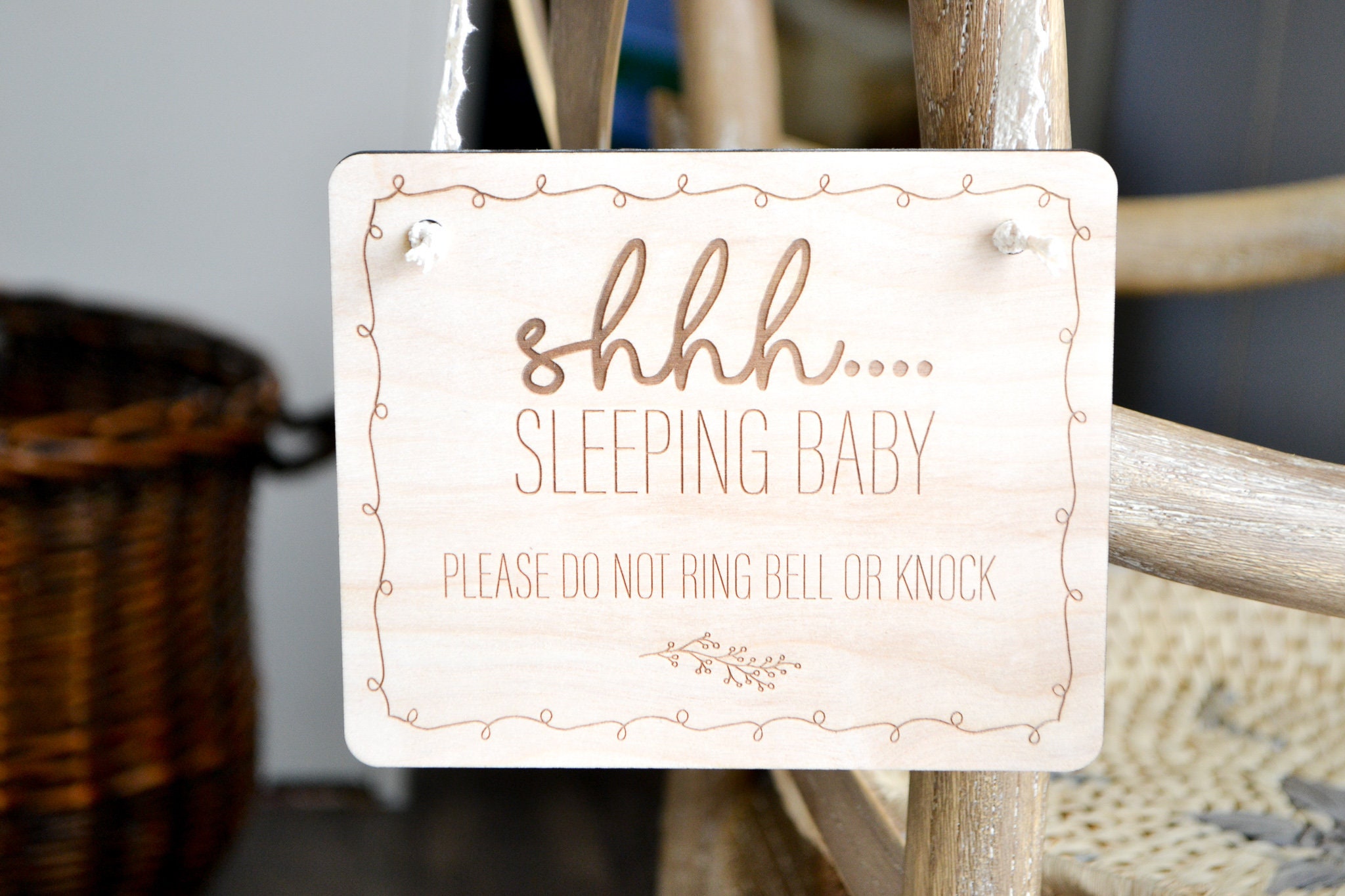 Shhh Baby Sleeping Door Sign Wood Doorbell Sign Baby Door | Etsy