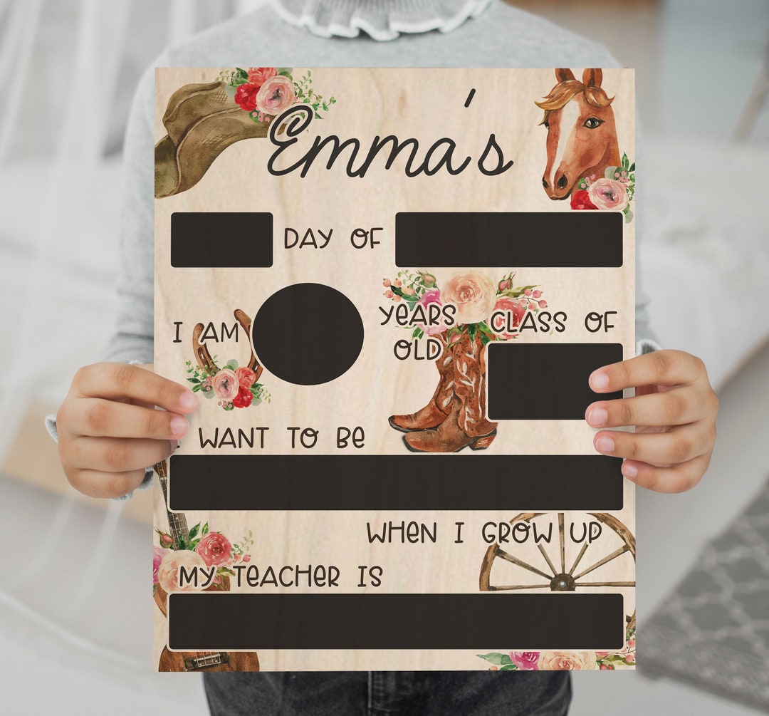 Rodeo Floral First Day of School Board Sign Reusable 1st Day Chalk Sign ...