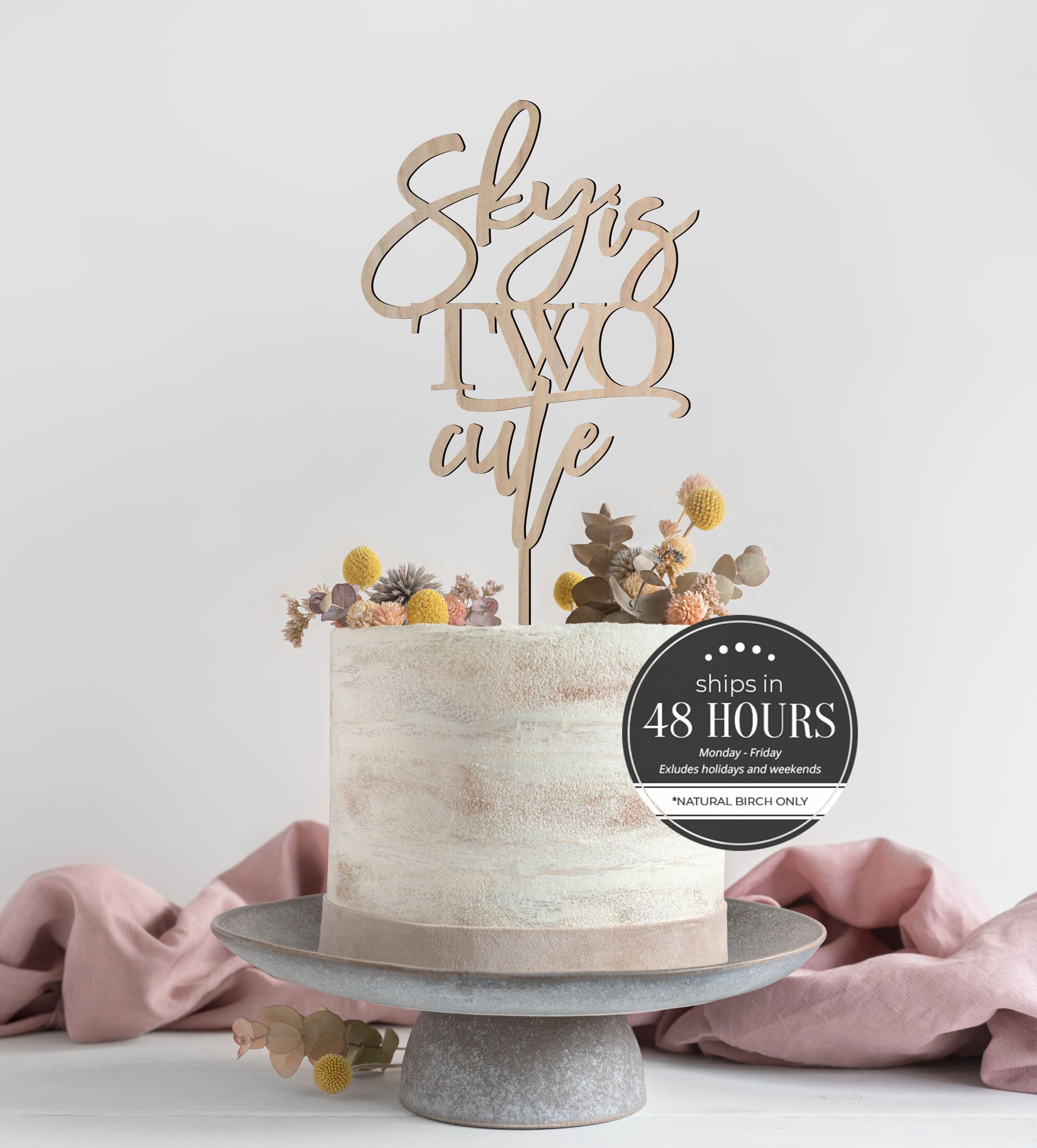 Custom TWO Cute Cake Topper Boy Girl 2nd Birthday Cake Topper | Etsy