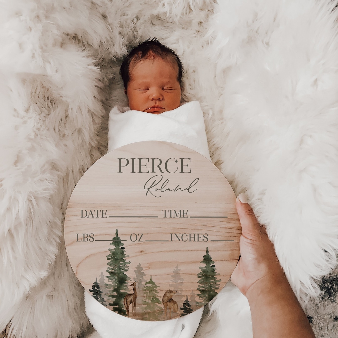 New Baby Sign, Baby Stats Announcement Sign, Gender Neutral Birth ...