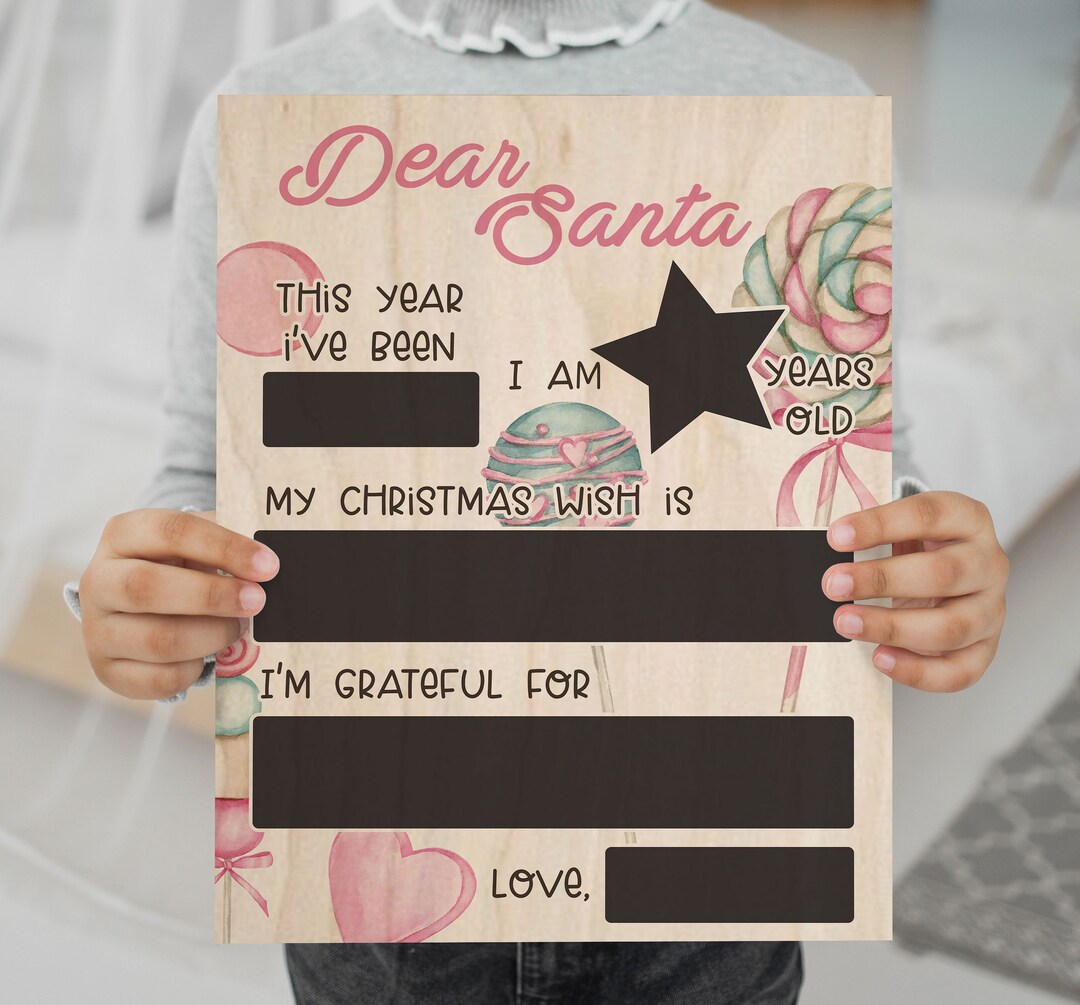 Dear Santa Sign Board, Christmas Photo Prop, Reusable Christmas Chalk ...