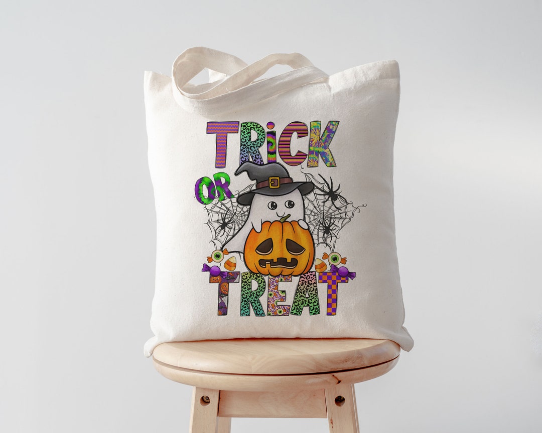Halloween Trick or Treat Tote Bag, Candy Canvas Halloween Bag, Trick or ...